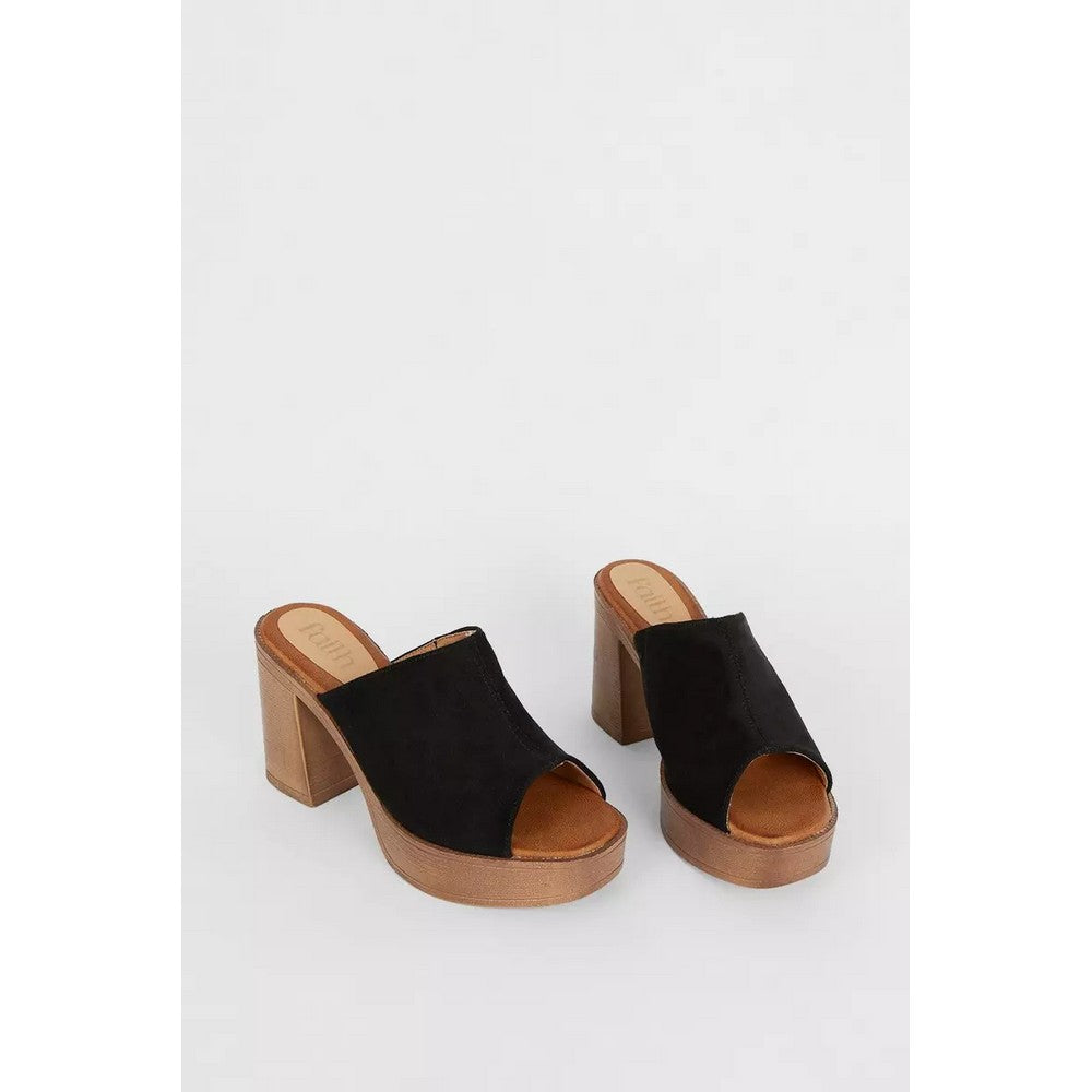 Faith Womens/Ladies Hailey Platform Mules | Discounts on great Brands