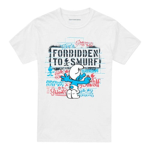The Smurfs Unisex Adult Forbidden To Smurf Street Art T-Shirt ...