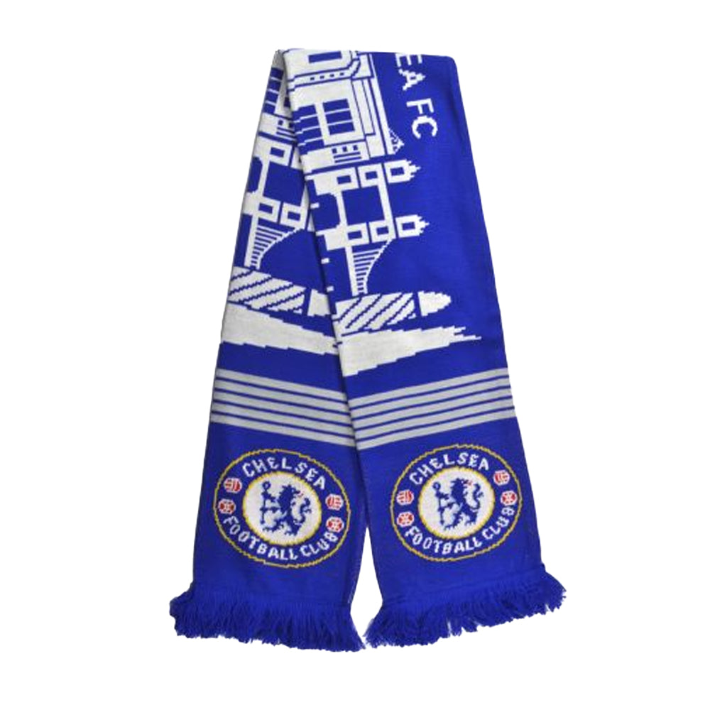 Chelsea FC Skyline Jacquard Knitted Scarf One Size / Blue | Discounts ...