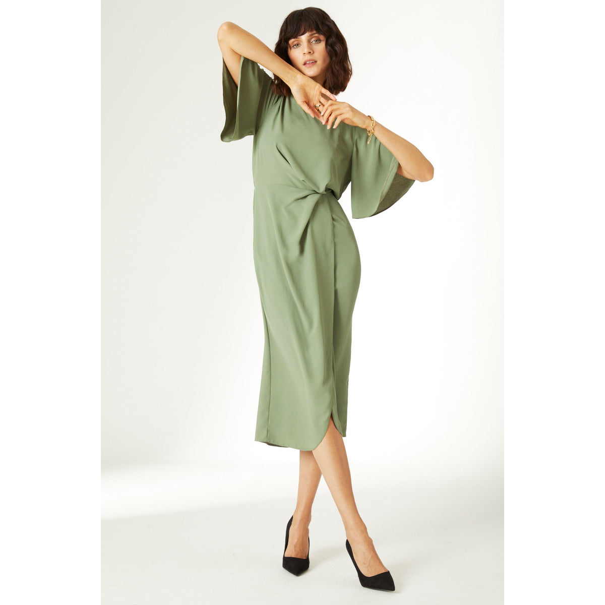 Principles Womens/Ladies Twisted Angel Sleeve Midi Dress | Discounts on ...