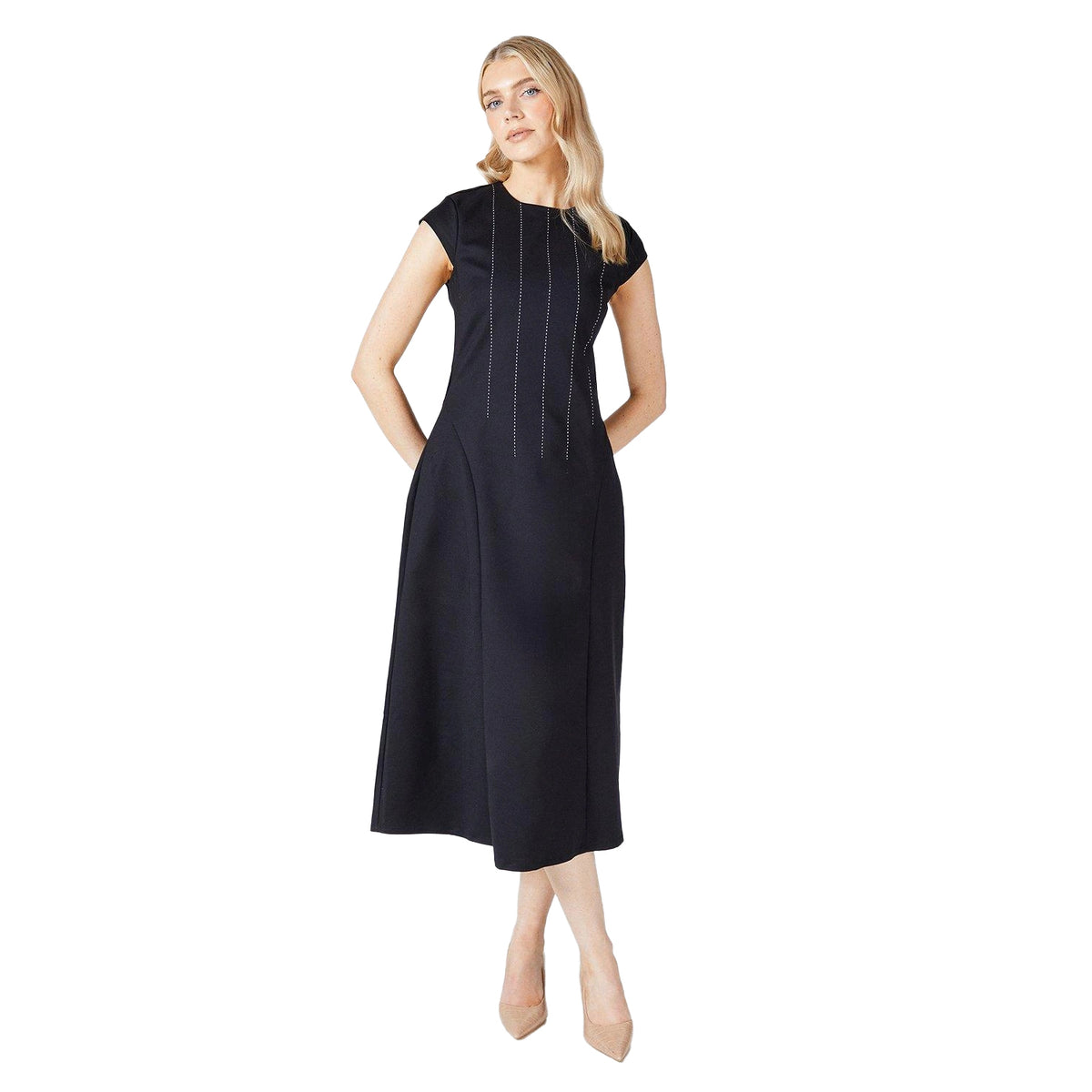 Principles Womens/Ladies Contrast Embroidered Midi Dress 18 UK / Black ...