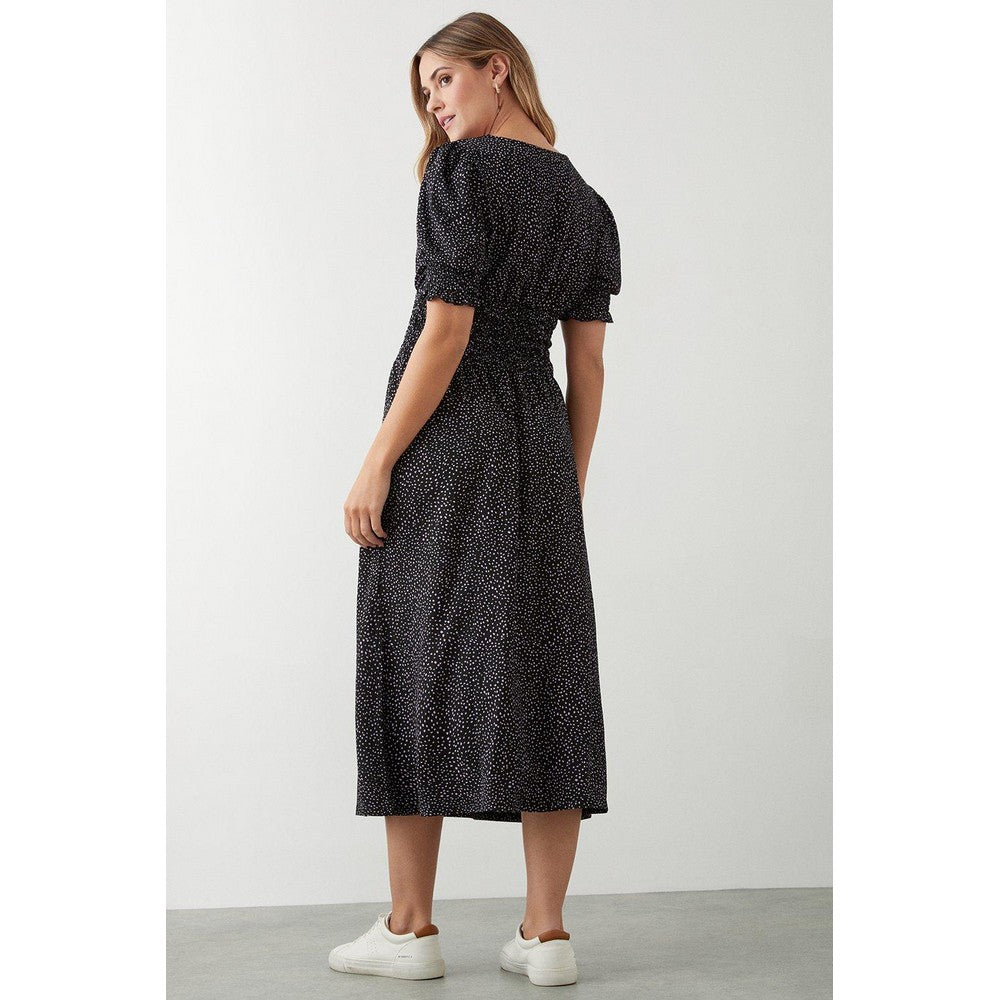 Dorothy Perkins Womens/Ladies Spotted Shirred Waist Midi Dress ...