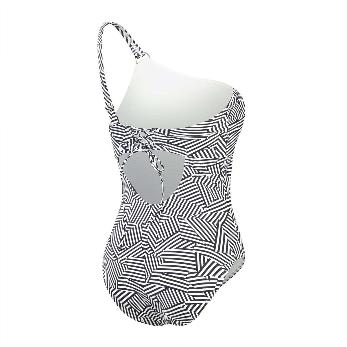 Speedo Womens/Ladies Asymmetric One Piece Swimsuit 10 UK / Black-White ...