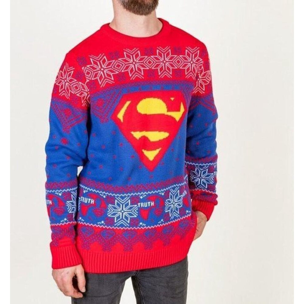 Superman Unisex Adult Truth Logo Christmas Jumper | Discounts on great ...