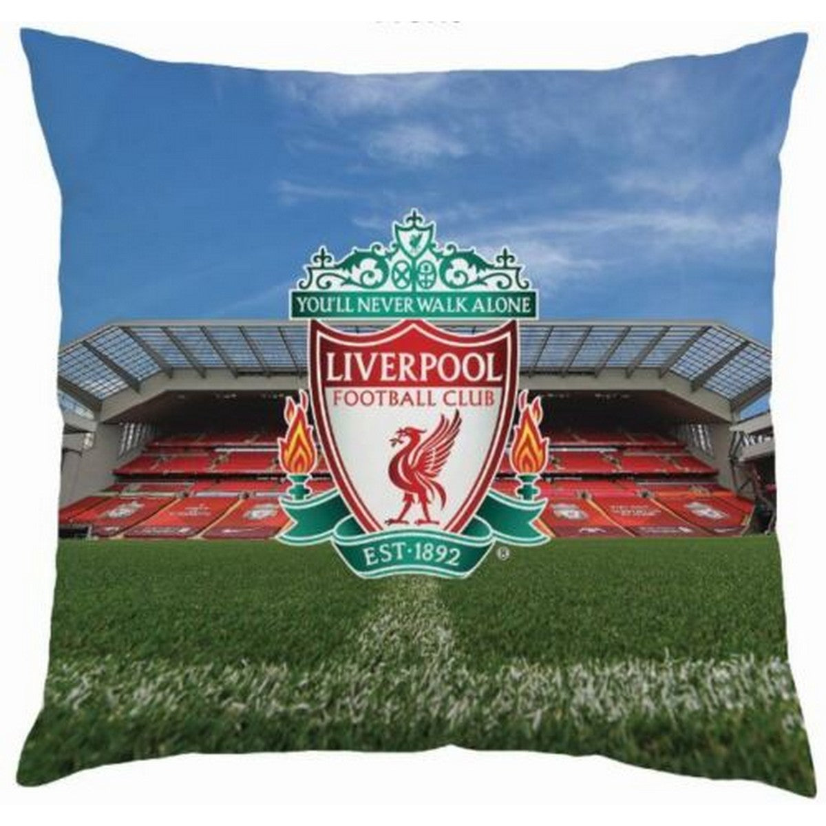 Liverpool FC Anfield Stadium Crest Filled Cushion | Discounts on great ...