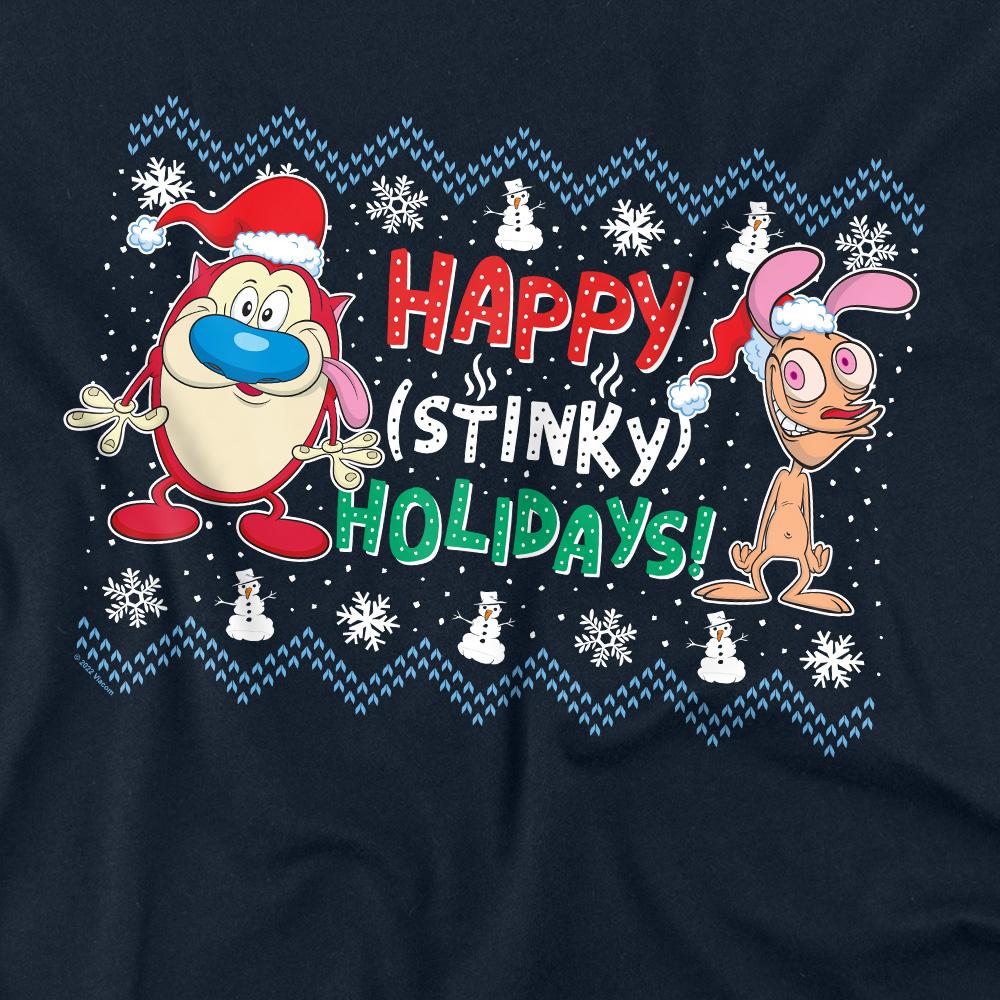 Ren & Stimpy Unisex Adult Happy Stinky Holidays Christmas Jumper