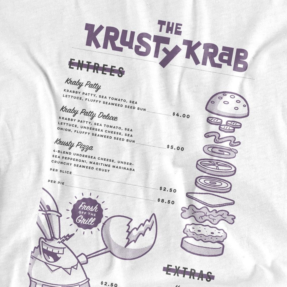 SpongeBob SquarePants Unisex Adult Krusty Krab Menu T-Shirt | Discounts ...