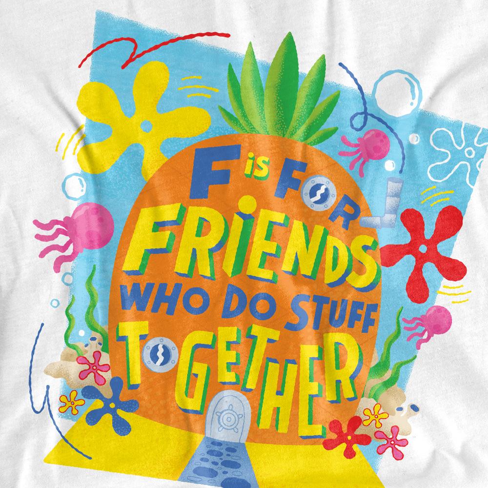 SpongeBob SquarePants Unisex Adult Friends Pineapple T-Shirt ...
