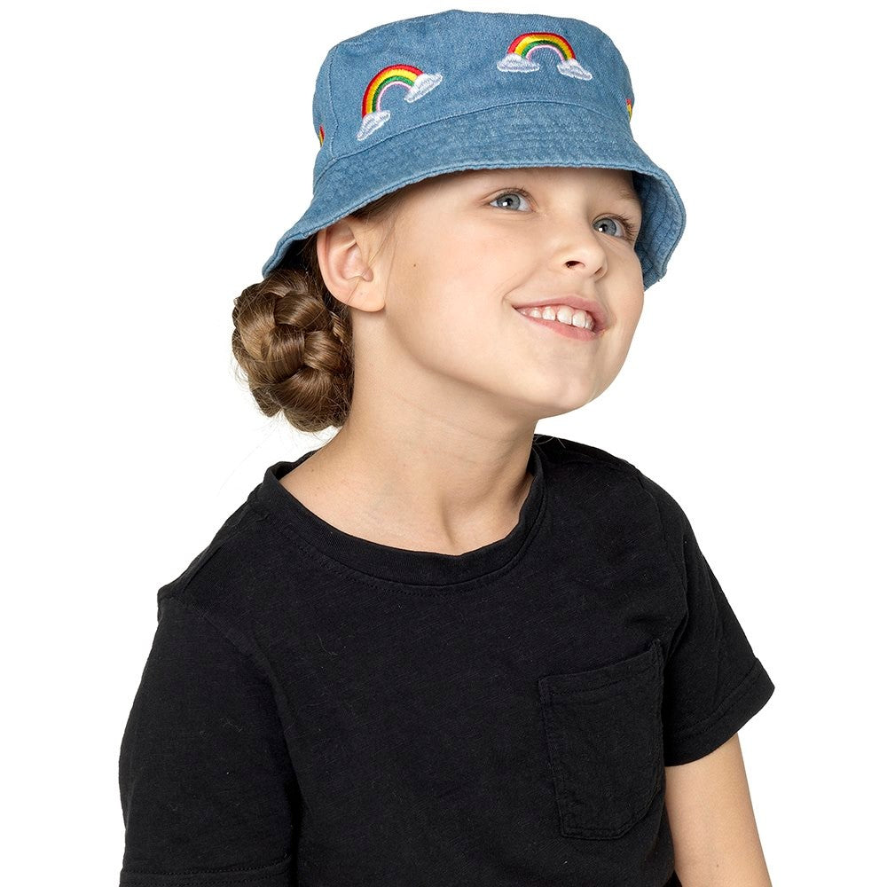 Tom Franks Kids Denim Bucket Hat With Embroidery | Discounts on great ...
