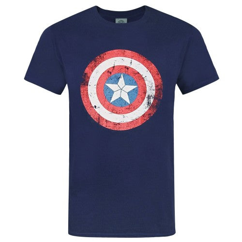 Captain America Unisex Adults Distressed Shield Design T-Shirt ...