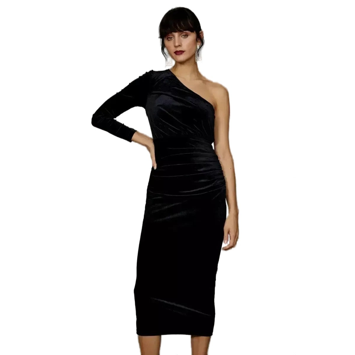 Principles Womens/Ladies Ruched Velvet One Shoulder Midi Dress ...