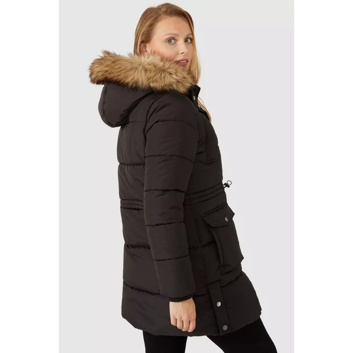 Maine Womens/Ladies Faux Fur Trim Recycled Hooded Puffer Jacket ...