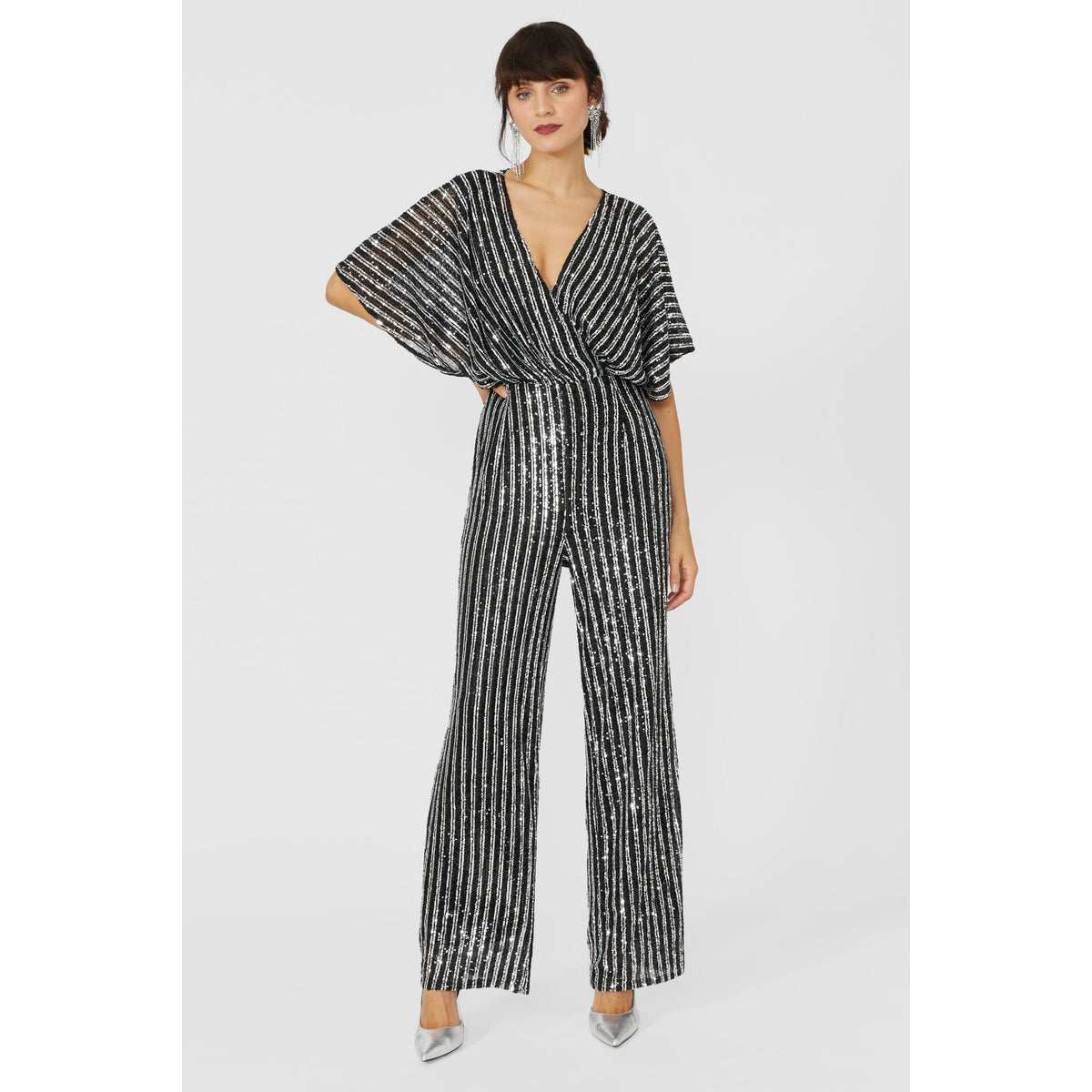 Principles Womens/Ladies Striped Sequins Batwing Sleeve Jumpsuit ...