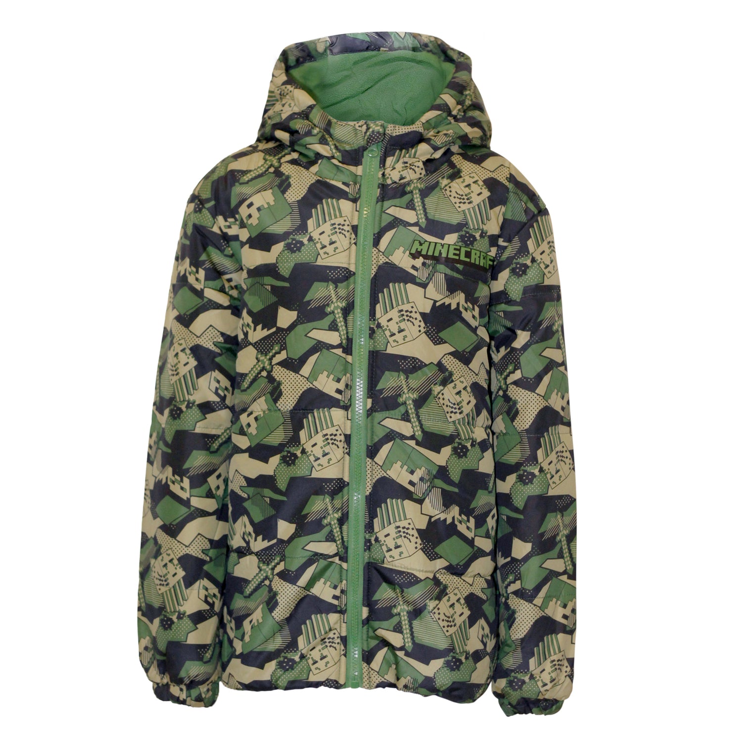 Minecraft Boys Camo Logo AOP Puffer Jacket | Discounts on great Brands